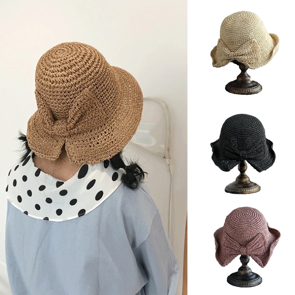 D-GROEE Womens Summer Sun Beach Reed Straw Hat UPF50 Travel Foldable ...