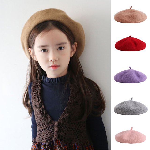D-GROEE Wool Beret Hat Warm Woolen French Artist Hat Cap Winter Solid Color Hat for Girls ...
