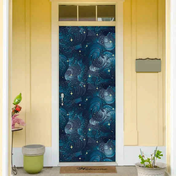 D Galaxy Blue Starry Sky Door Sticker Star Chart Wallpaper Outer Space ...