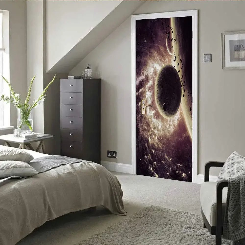 D Galaxy Blue Starry Sky Door Sticker Star Chart Wallpaper Outer Space ...