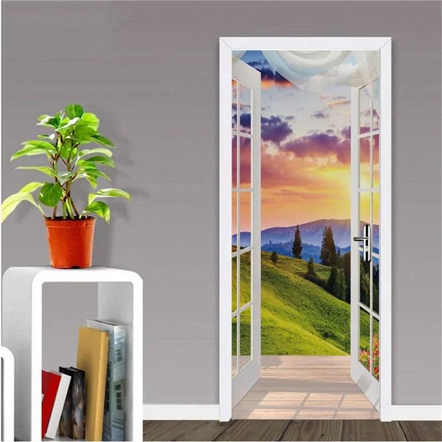 D Glass Window Door Exterior Scenery Sticker Nature Landscape Self ...