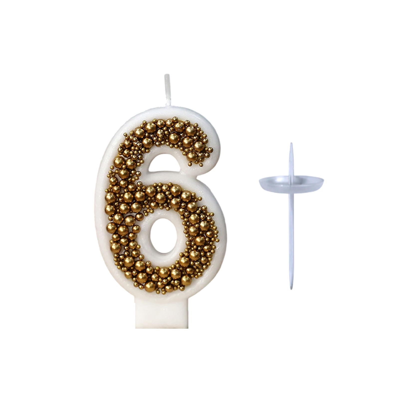 D Gold Macaron Pearl Number Candle For Birthday Party Cake Decoration ...
