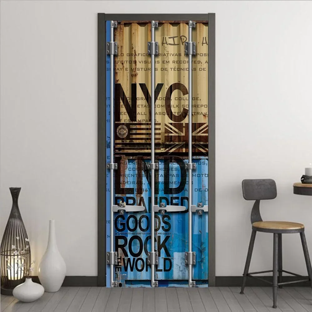 D High Simulation Container Door Seriesr Stickers Wallpaper Industrial ...