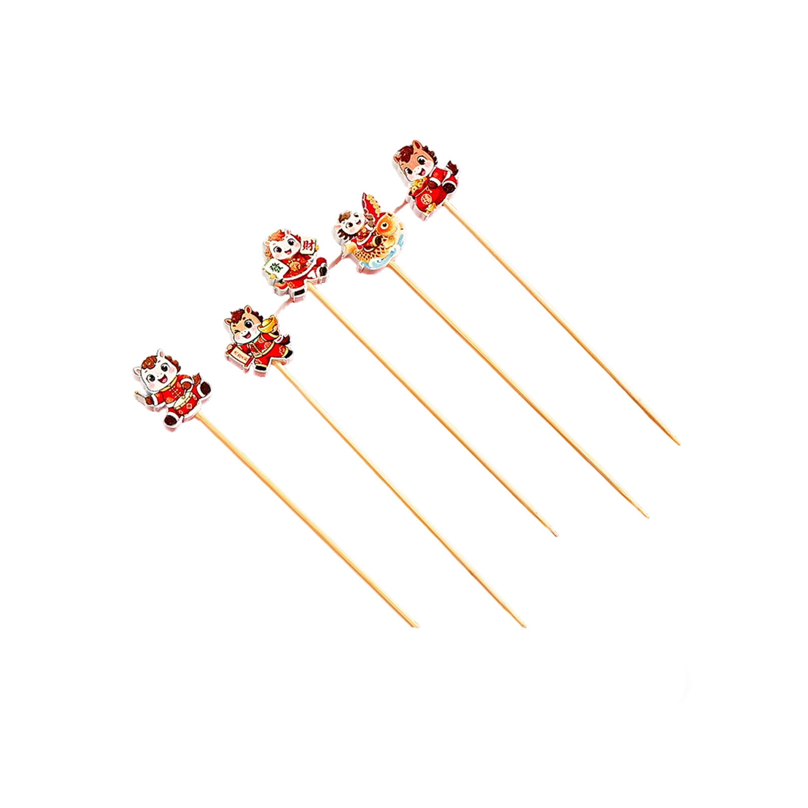 D Horse Shaped Fruit Picks Bamboo Sticks Celebration Picks 100Pc With ...