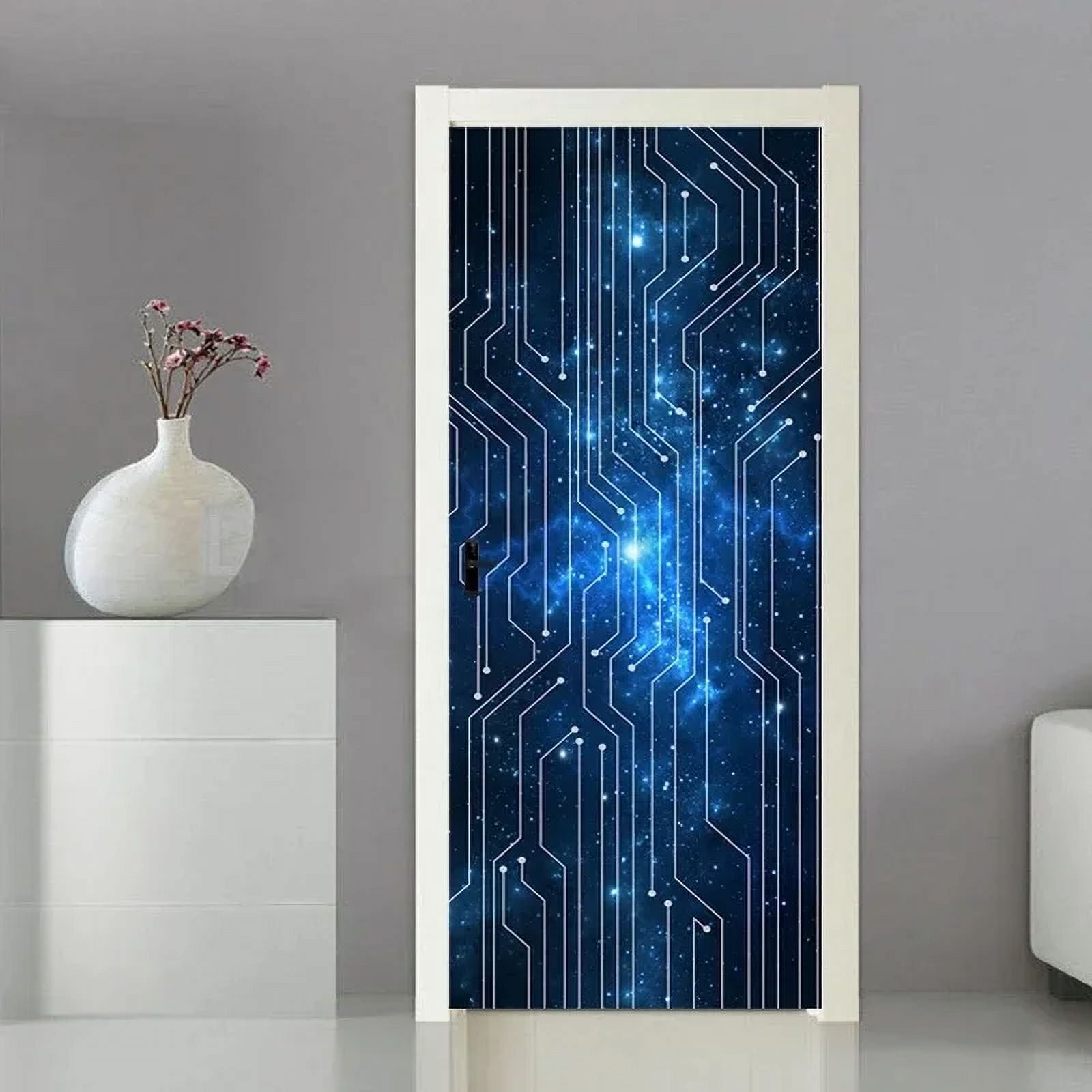 D Hycomb Door Stickers Solid Geometry Mural Decal Modern Space Art ...