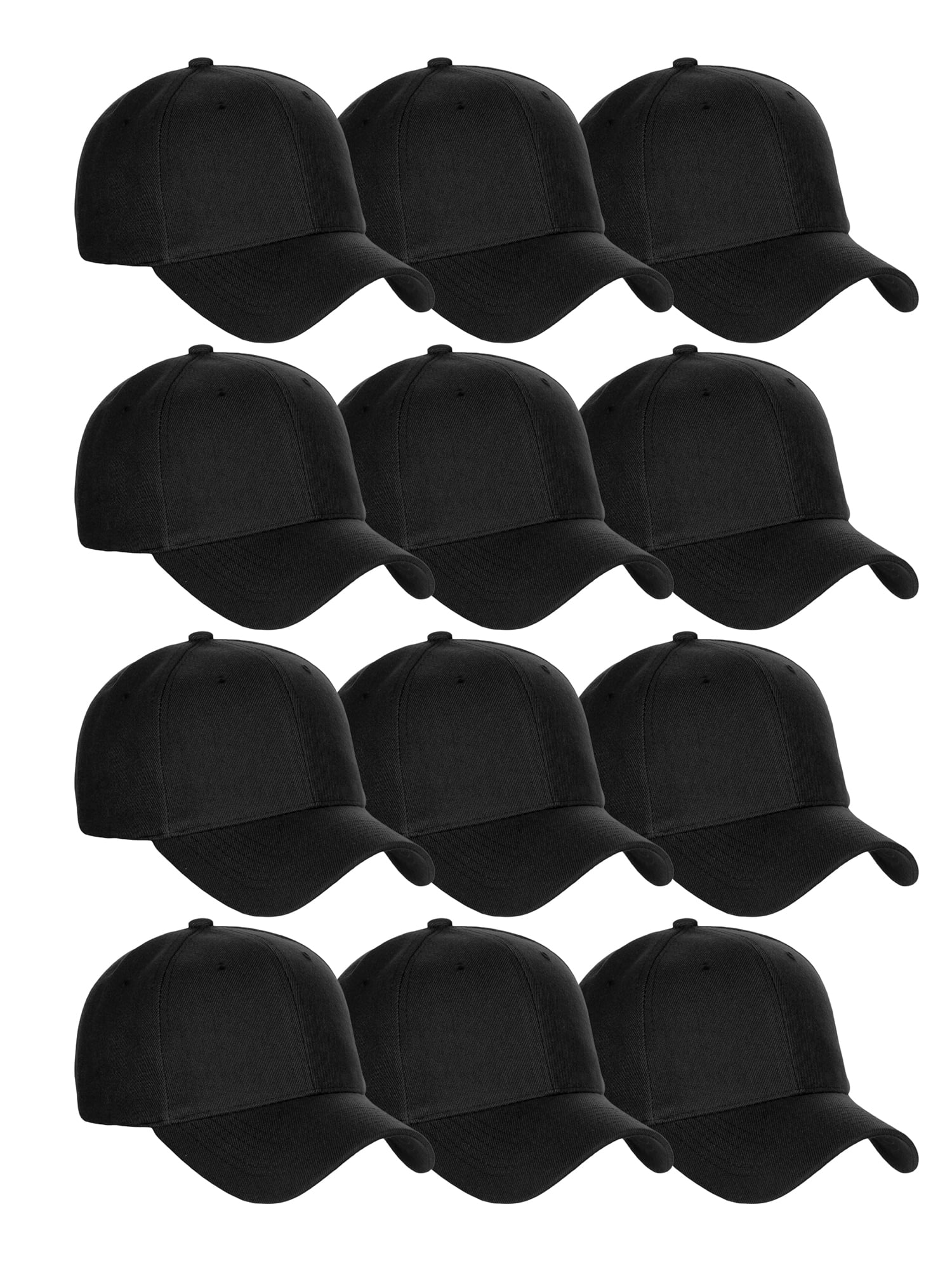D&I Basic Baseball Cap Adjustable Closure Curved Visor Hat - 12 Pcs ...
