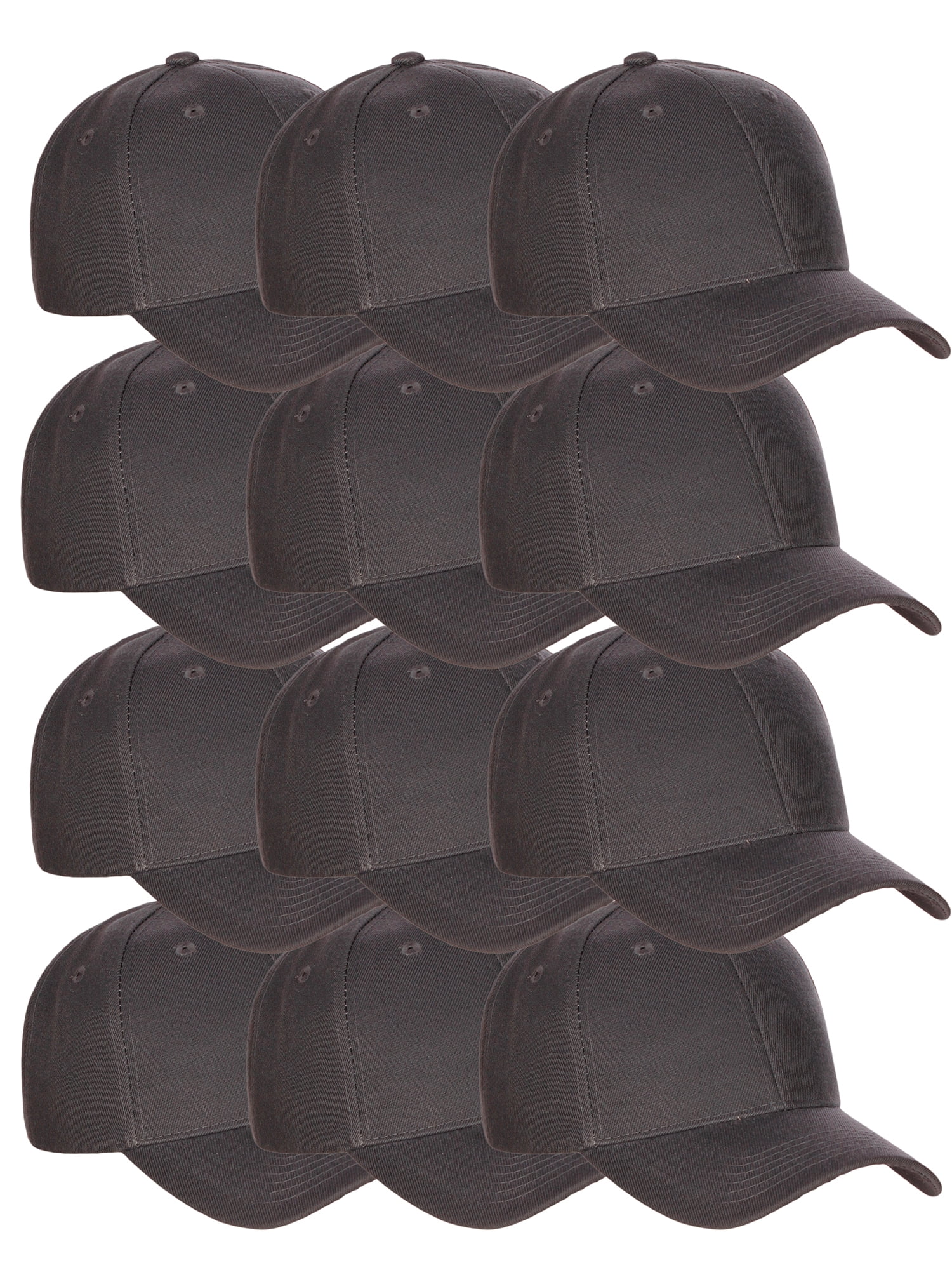 D&I Basic Baseball Cap Adjustable Closure Curved Visor Hat - 12 Pcs ...