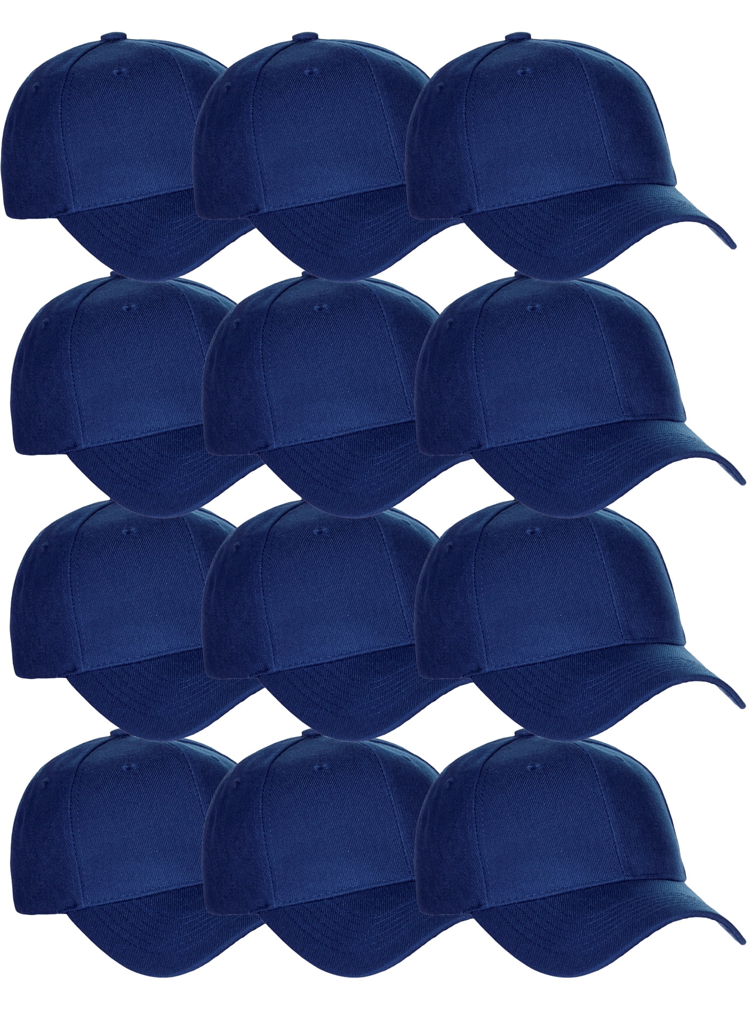 D&I Basic Baseball Cap Adjustable Closure Curved Visor Hat - 12 Pcs ...