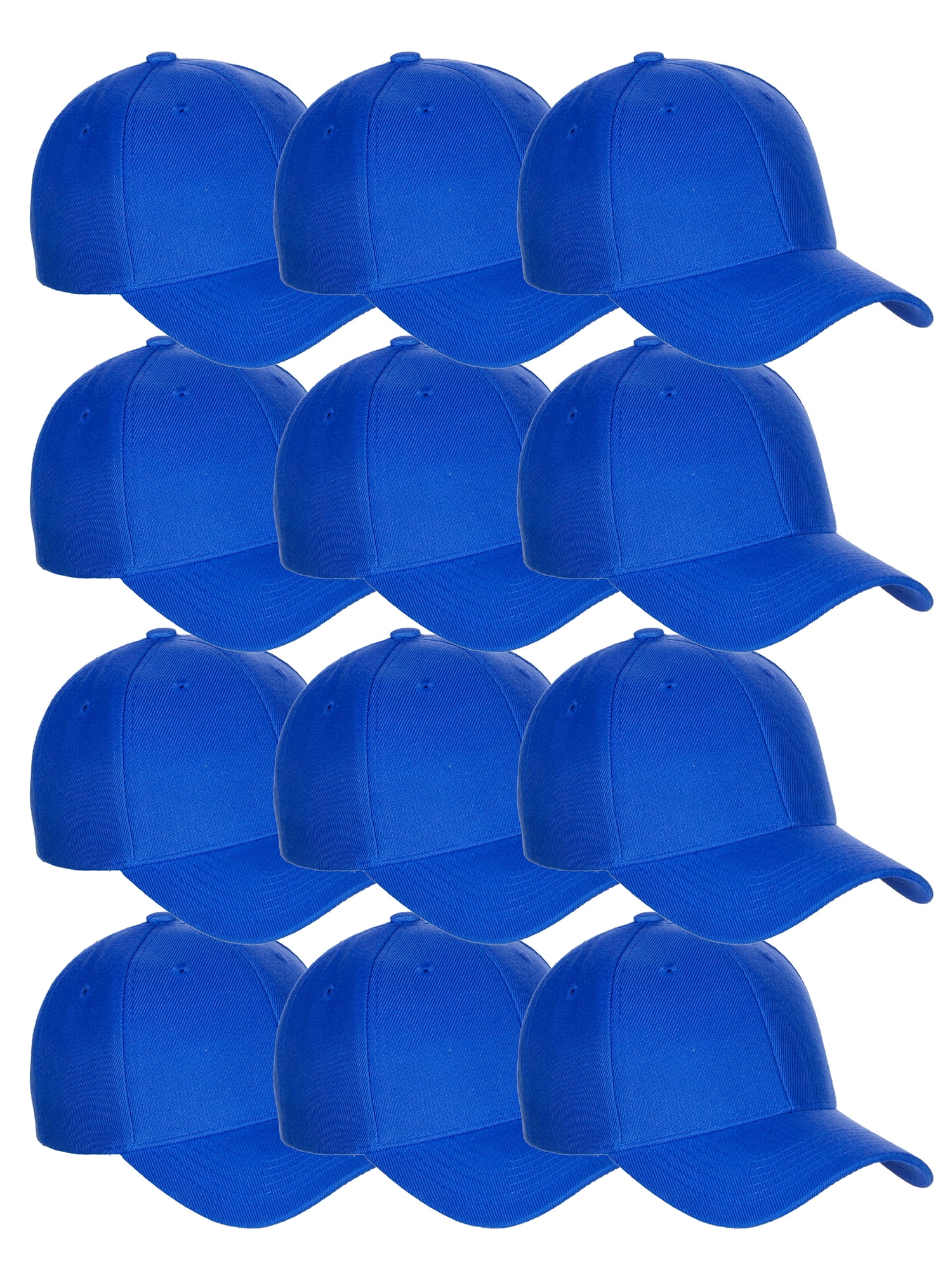 D&I Basic Baseball Cap Adjustable Closure Curved Visor Hat - 12 Pcs ...