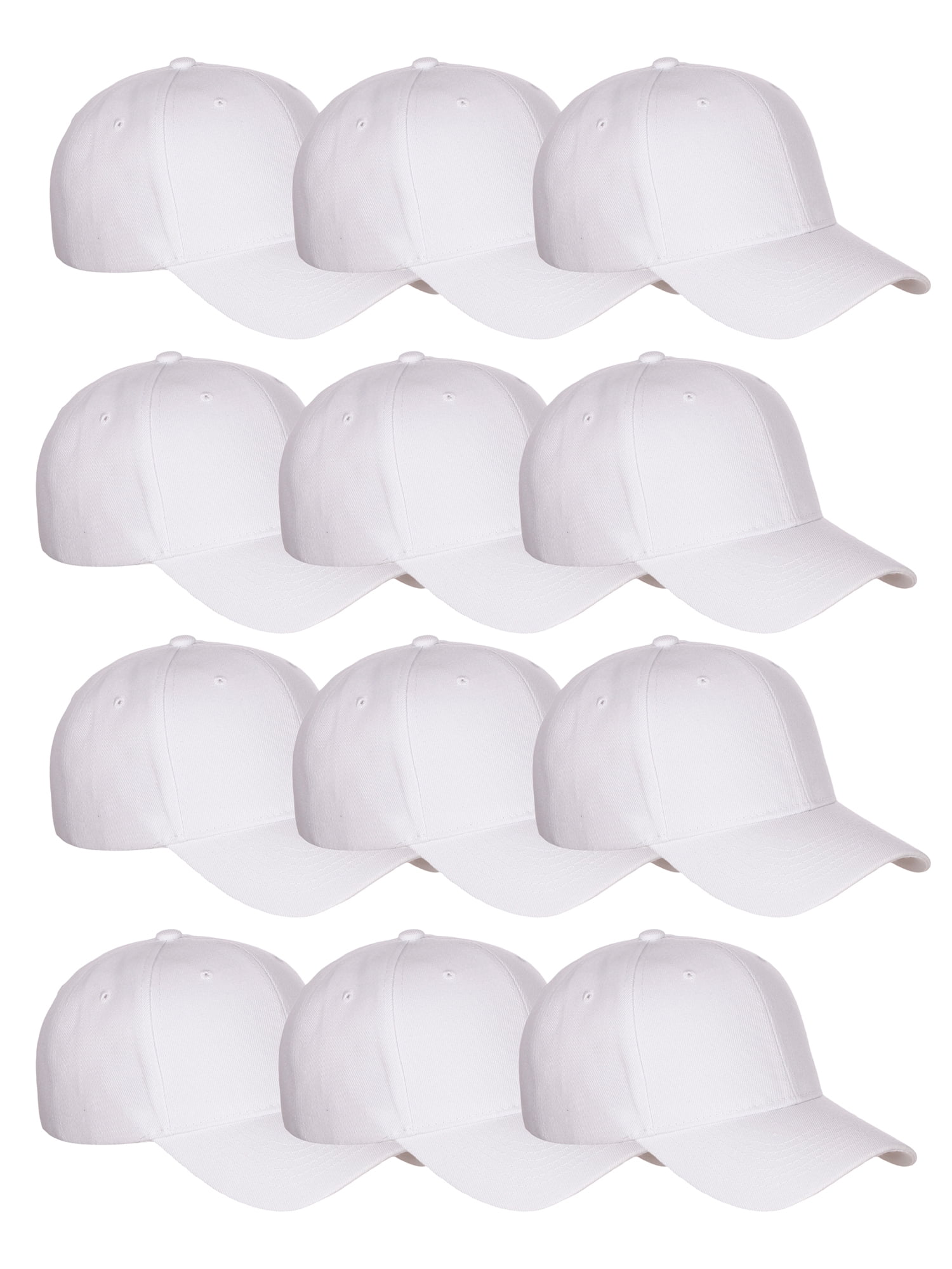 D&I Basic Baseball Cap Adjustable Closure Curved Visor Hat - 12 Pcs ...