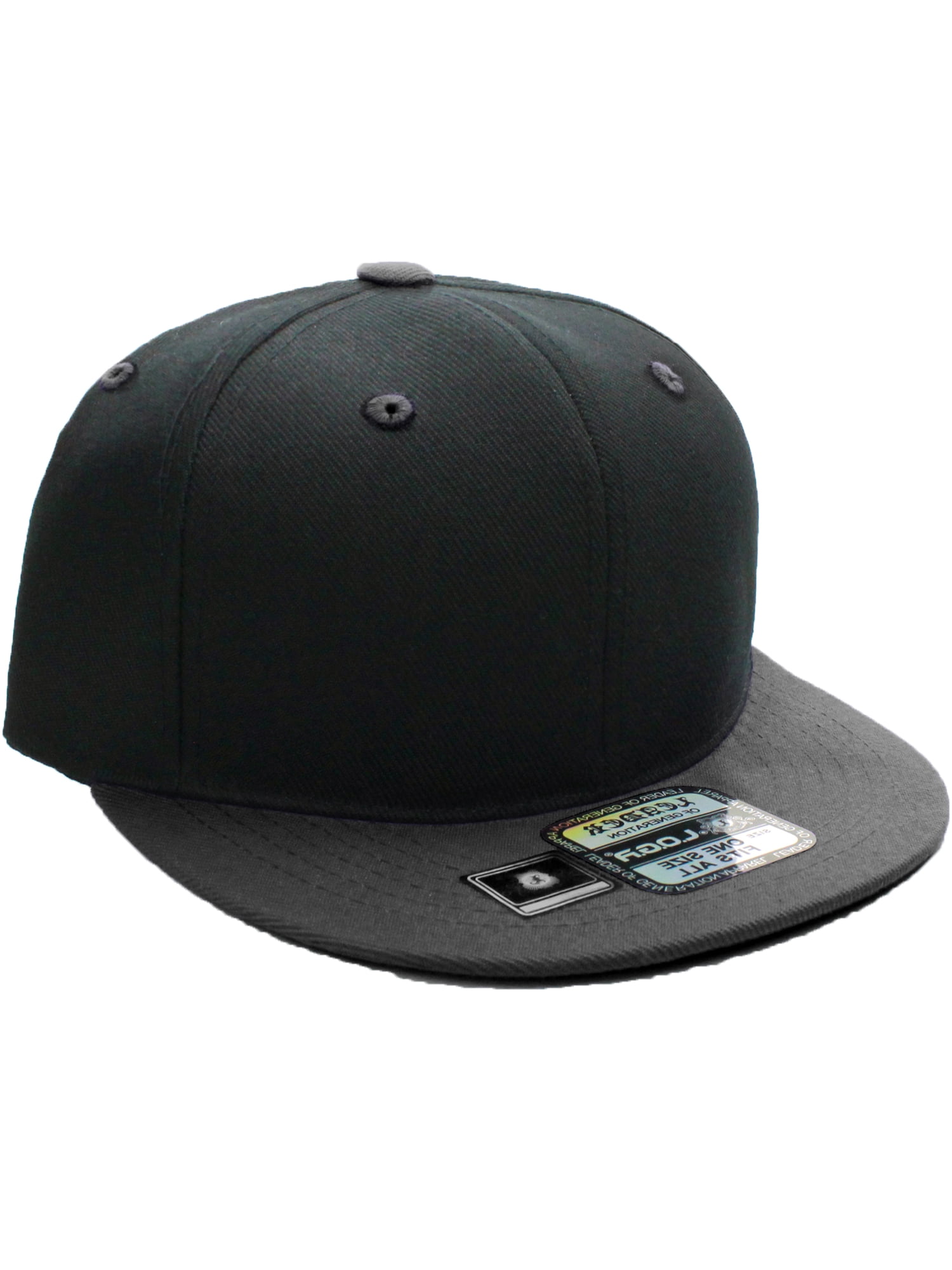 D&I. Plain Adjustable Snapback Hats Caps Flat Bill Visor - Black ...