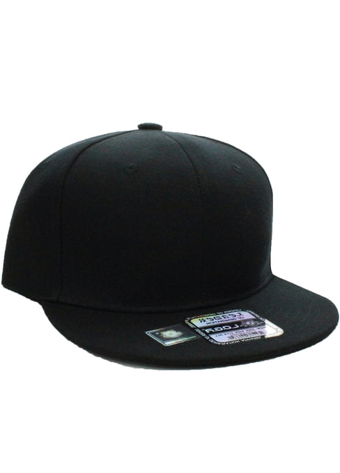 Solid Cotton Snapback Flat Brim Baseball Cap Adjustable Classic 6 Panel ...