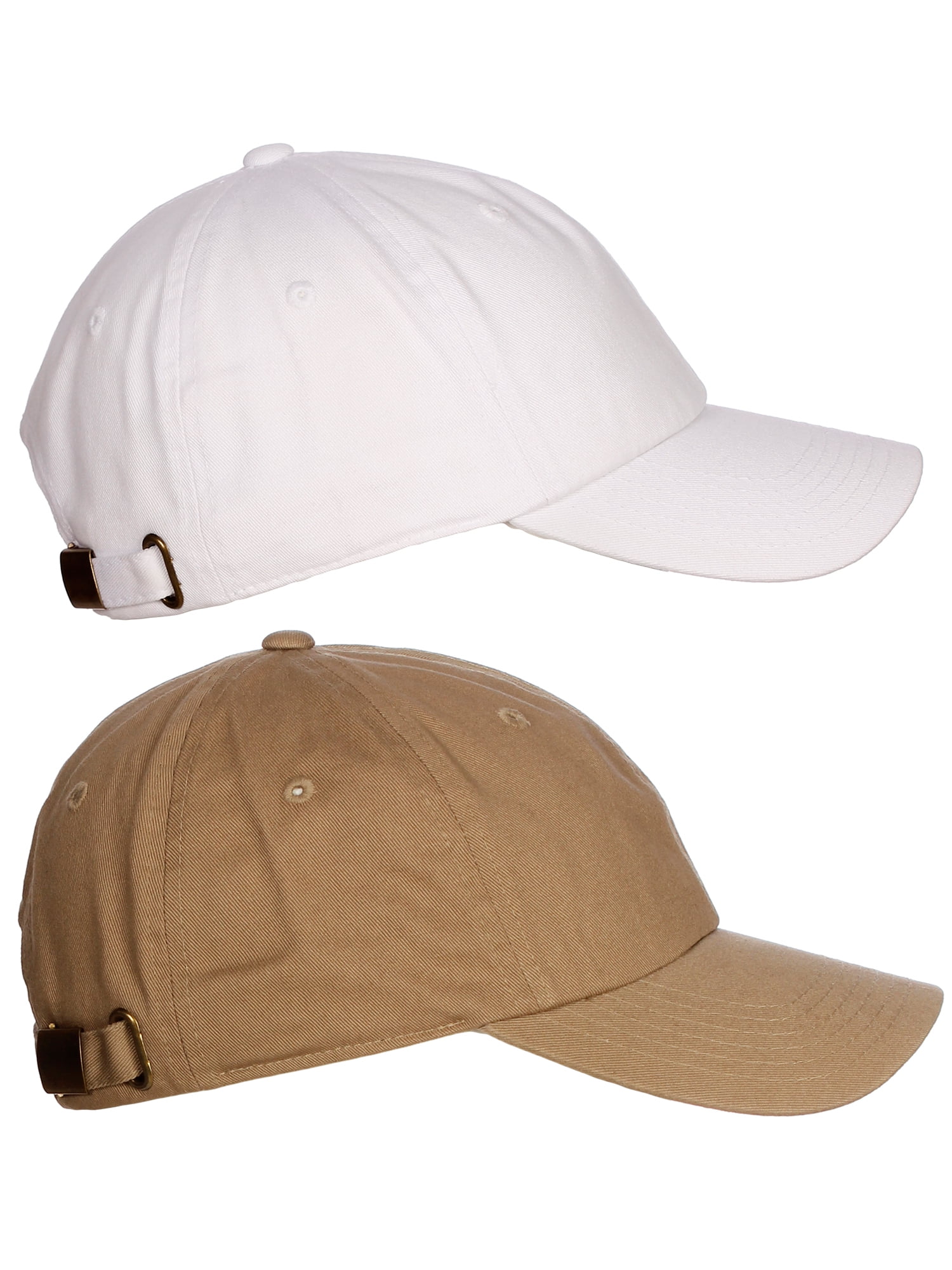 D&I Plain Dad Hat 100% Cotton Unstructured Hat Unisex Strap Cap - 2Pk ...