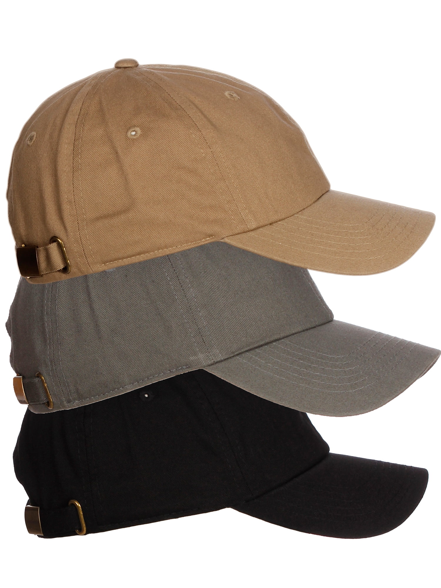 D&I Plain Dad Hat 100% Cotton Unstructured Hat Unisex Strap Cap - Black ...