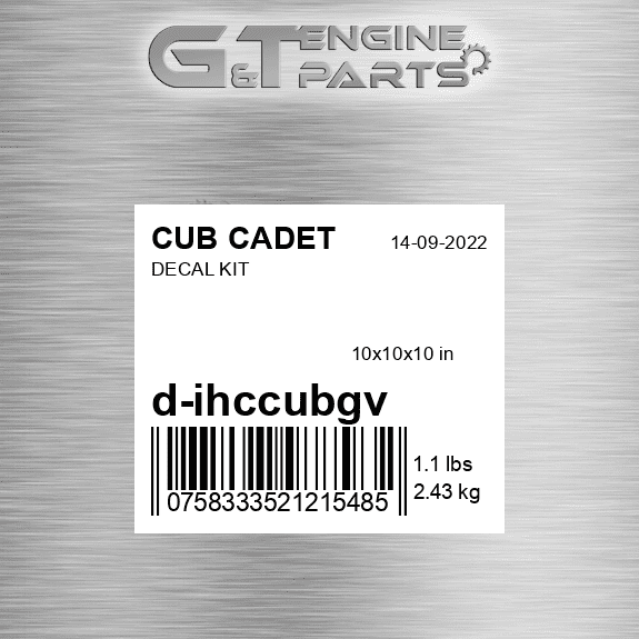D-IHCCUBGV DECAL KIT fits CUB CADET (New OEM) - Walmart.com