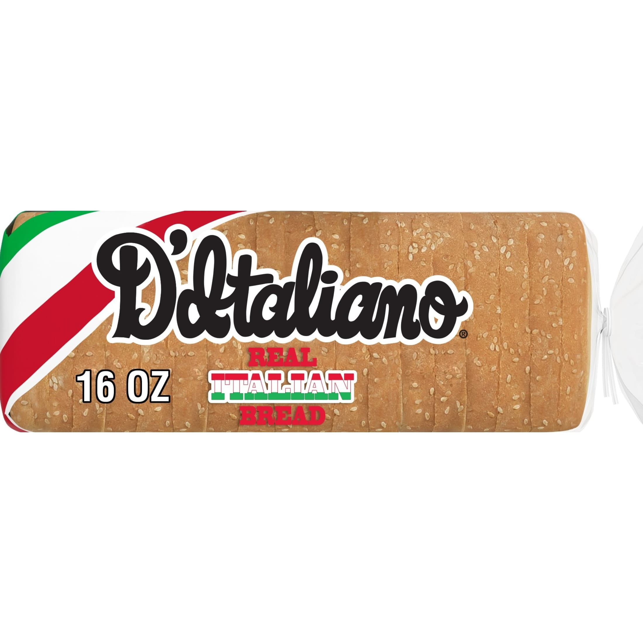 D'Italiano White Real Italian Bread, 16 oz, Plain Italian Bread, Bag ...