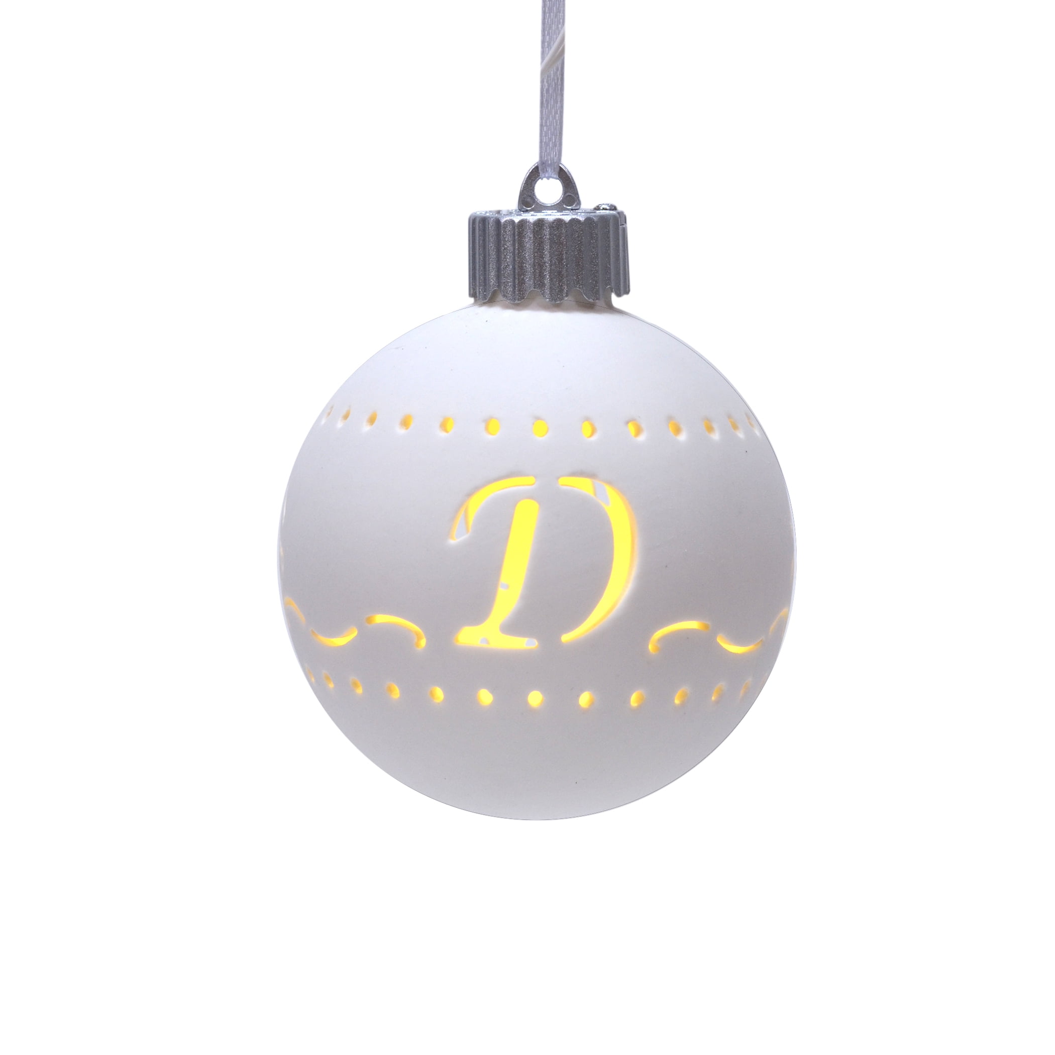 D LED Monogram White Bisque 4 x 4 Porcelain Ceramic Decorative Hanging ...