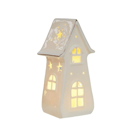 D Large Ceramic Christmas Santa House With Soft Glow For Grand Holiday ...