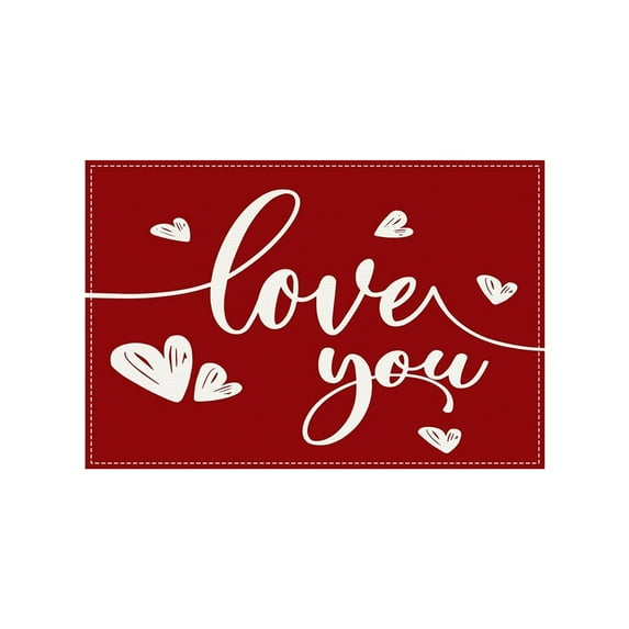 D Linen Placemat With Valentine'S Day Design, Insulated Table Mat, Heat ...