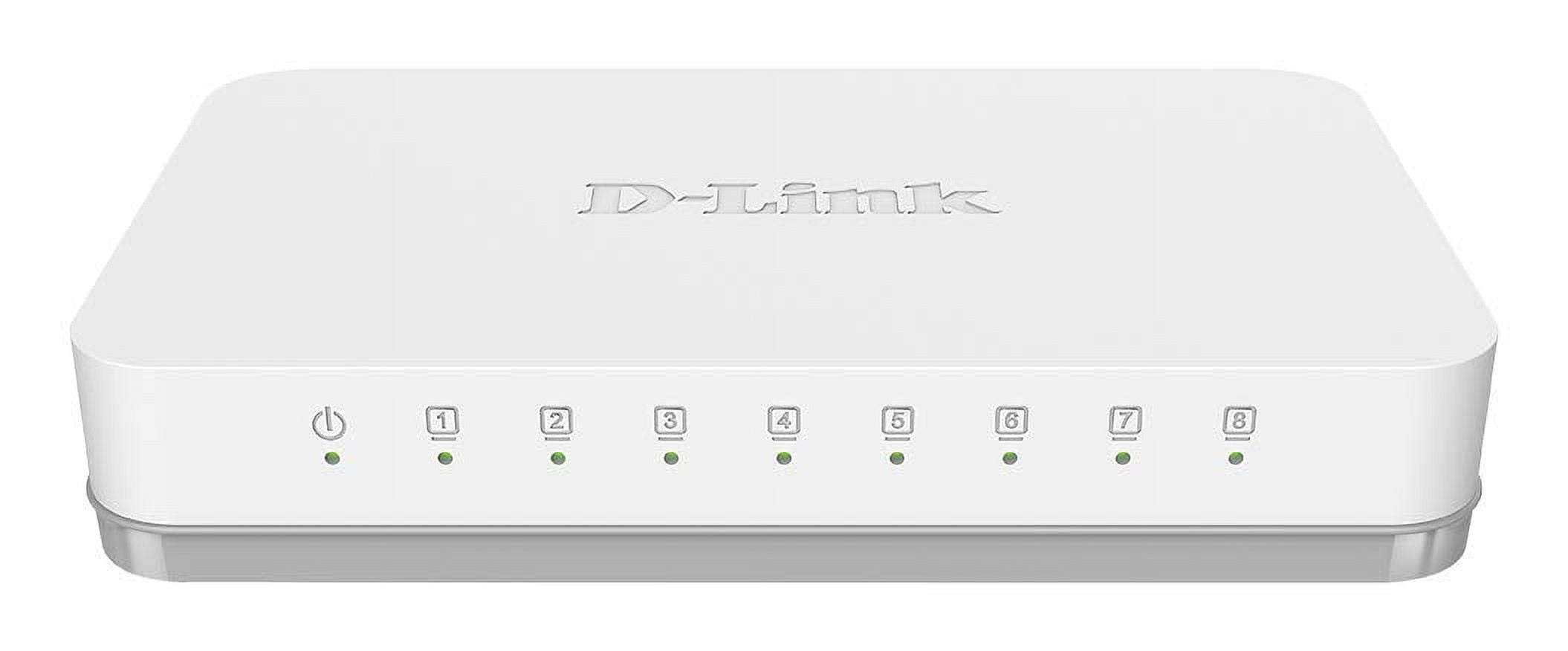 D-Link Ethernet Switch, 8 Port Unmanaged Gigabit Desktop Plug and Play ...