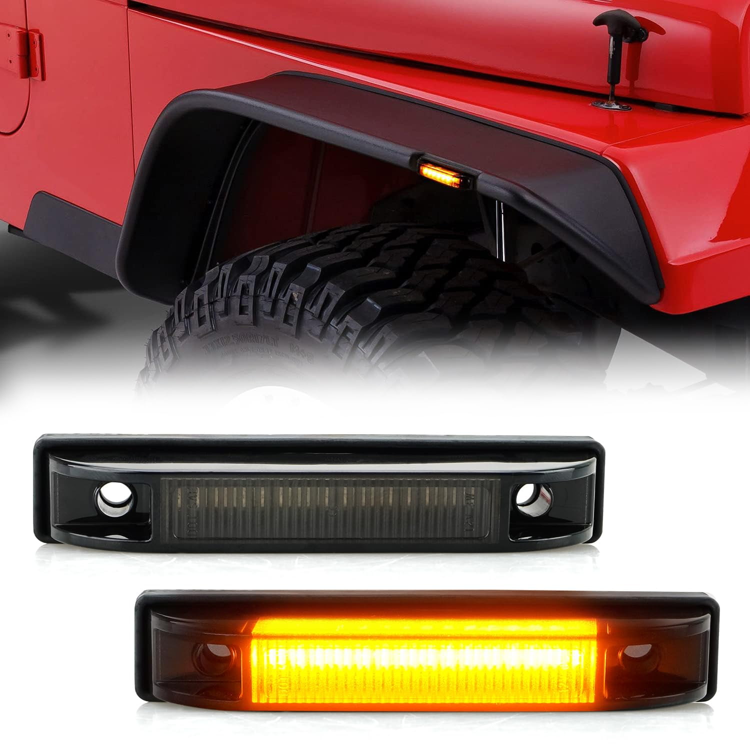 D-Lumina Fender Flare Side DHF10 Marker Light Assembly Smoked Amber for ...