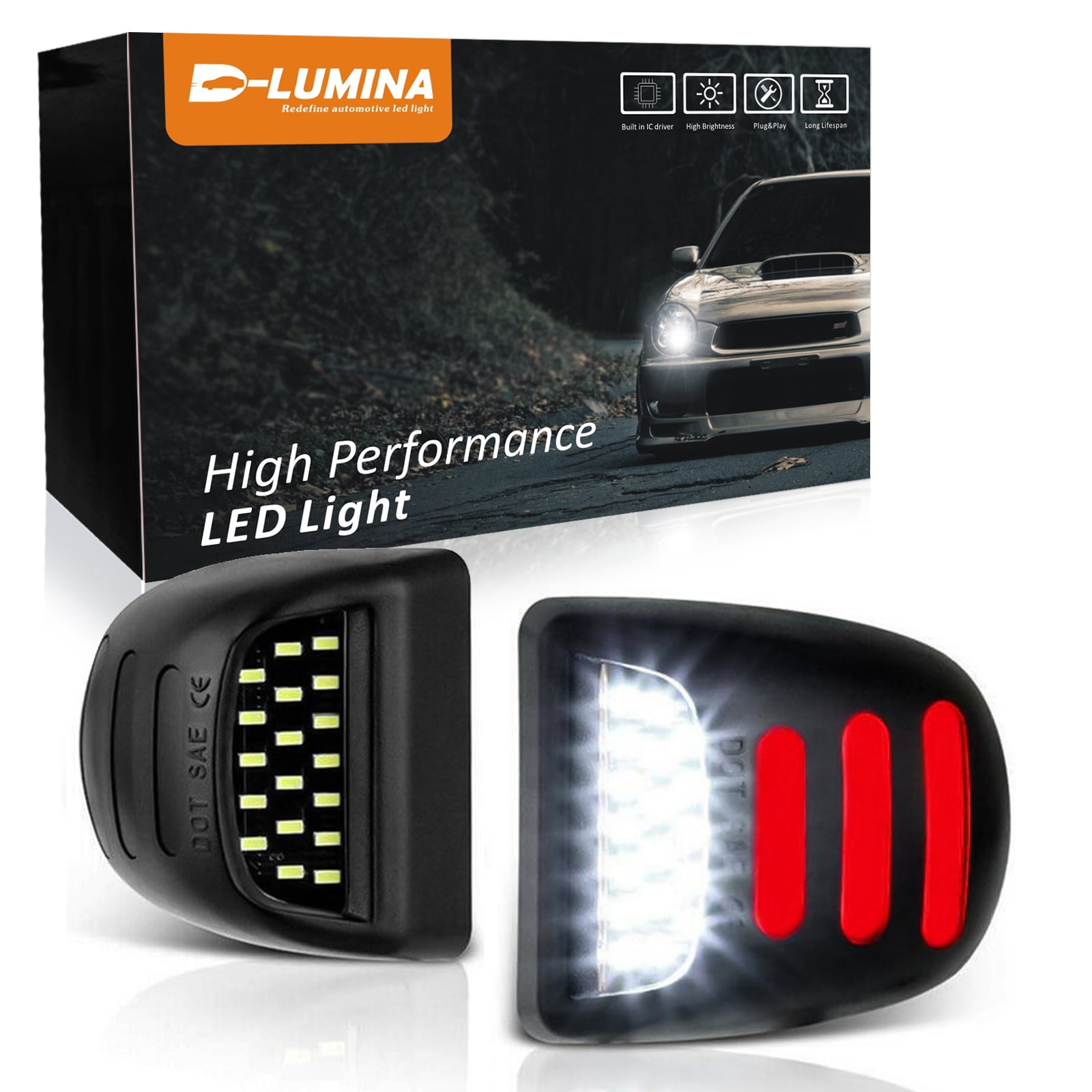 D-Lumina Red OLED Neon Tube LED License Plate Light Assembly ...