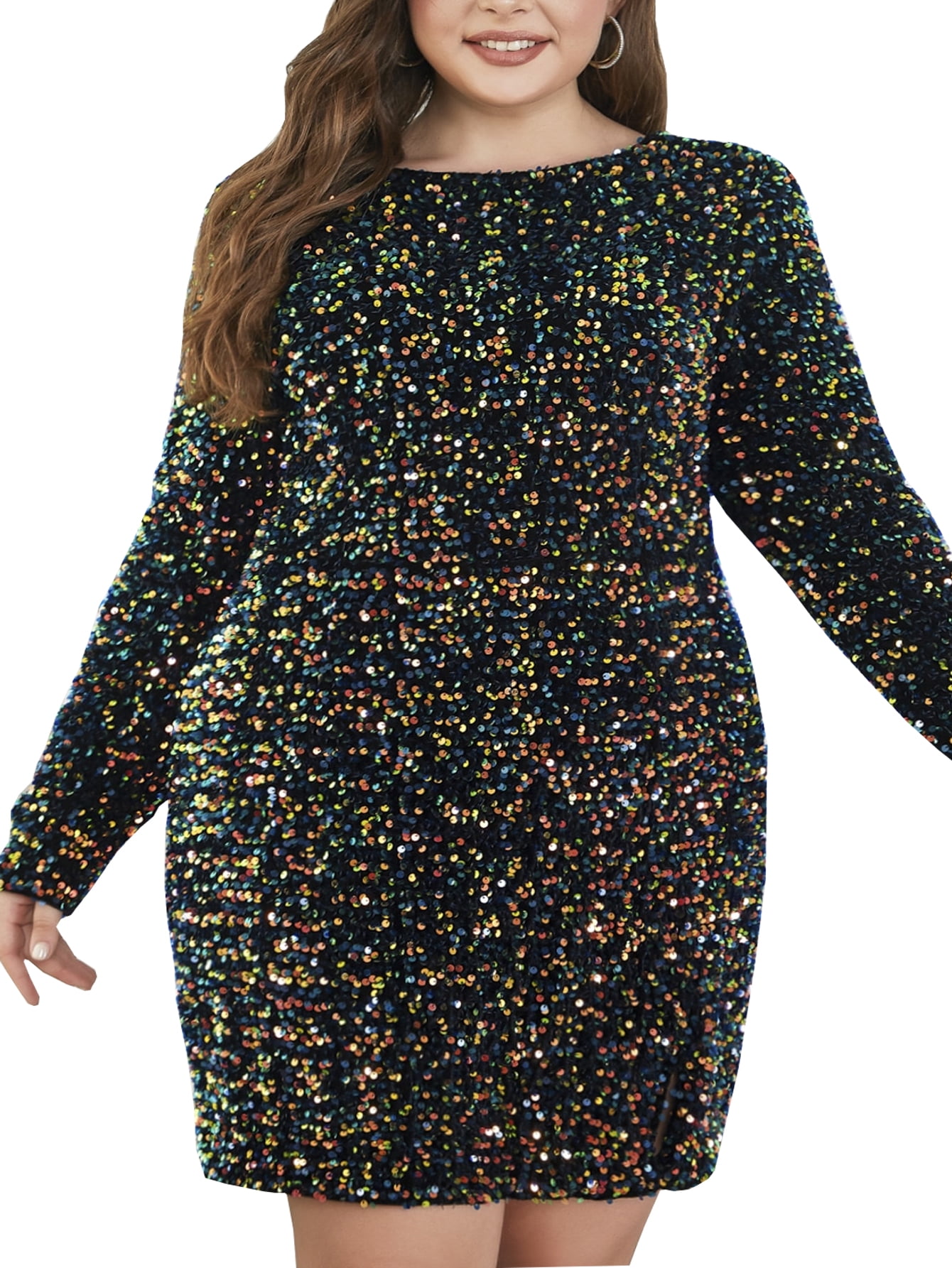 D&M Women's Plus Siz Party Club Backless Bodycon Dress Long Sleeve ...