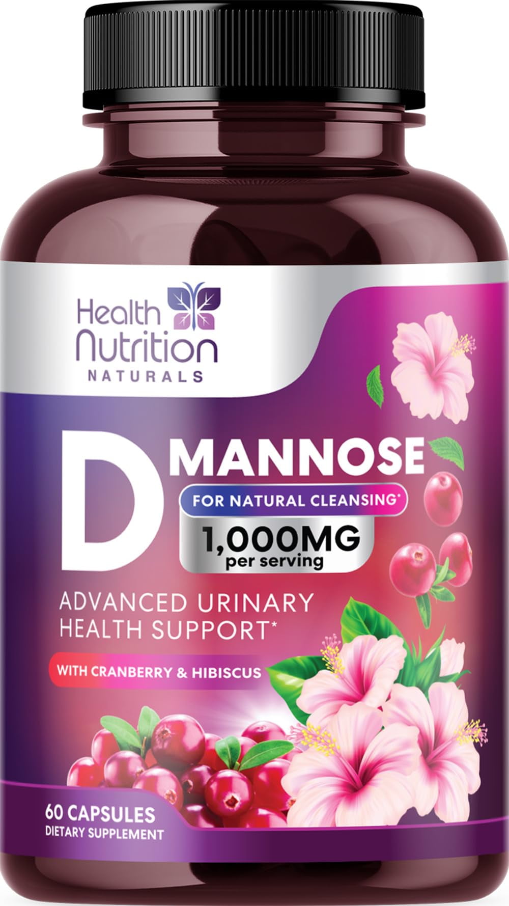 Health Nutrition Naturals D-Mannose 1350mg, Cranberry, Hibiscus ...