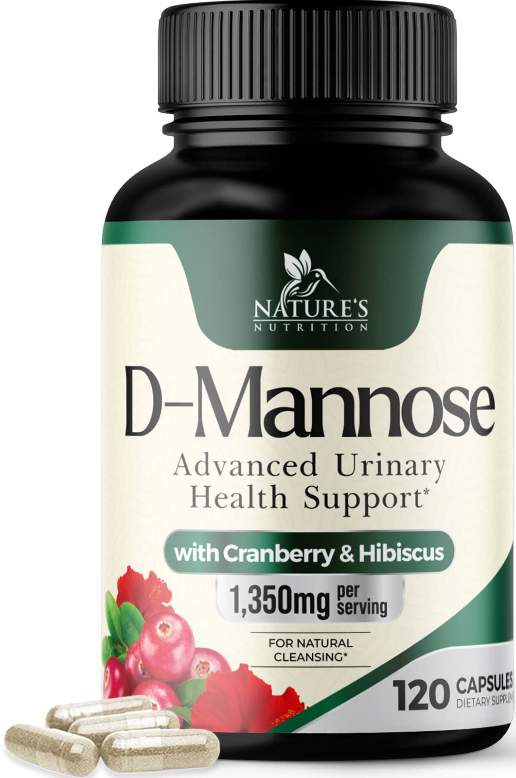 D-Mannose & Cranberry Extract 1350mg, Fast-Acting to Support Natural Urinary Tract Health for ...
