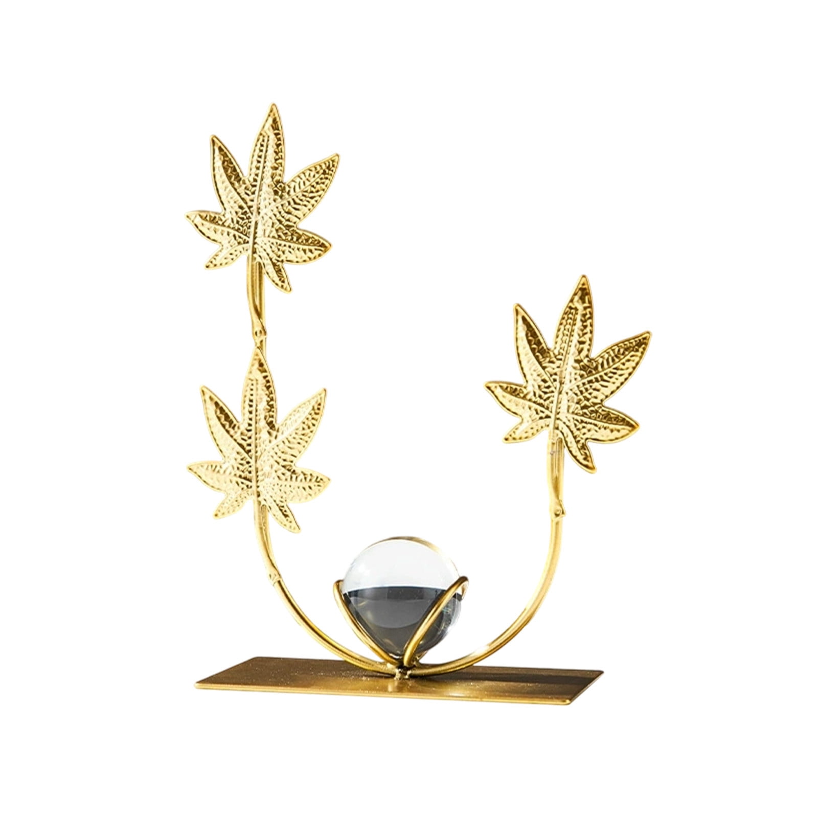 D Metal Crystal Ball Decor Both Sides, Leaf Shape Sculpture For Study ...
