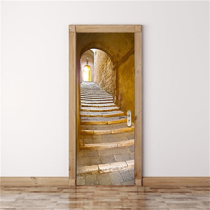 D Modern Design Door Sticker Self Adhesive Vinyl Door Mural Poster Home ...