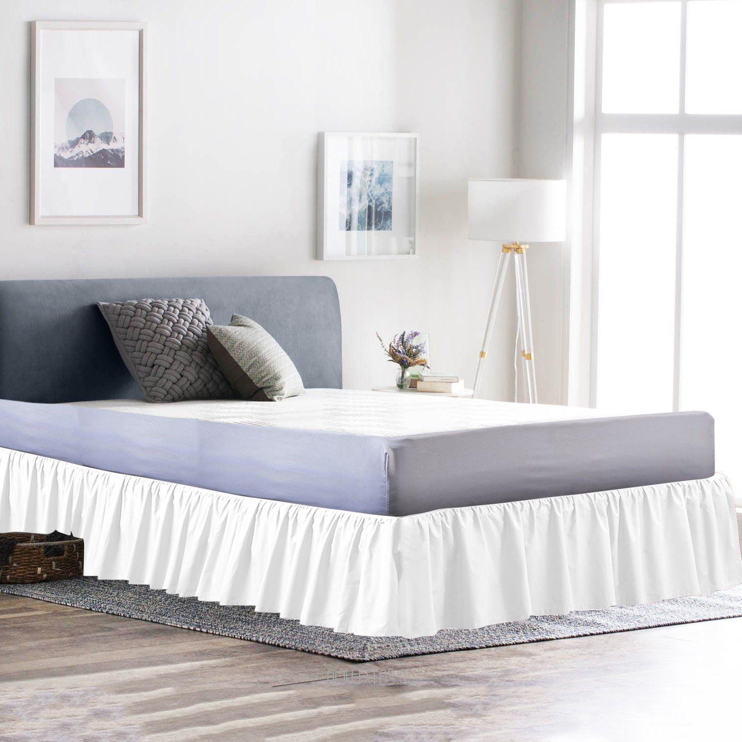 D.N.G. BEDDINGS 1 Piece Dust Ruffle Bed Skirt, 10 Inch Deep Pocket, 800 ...