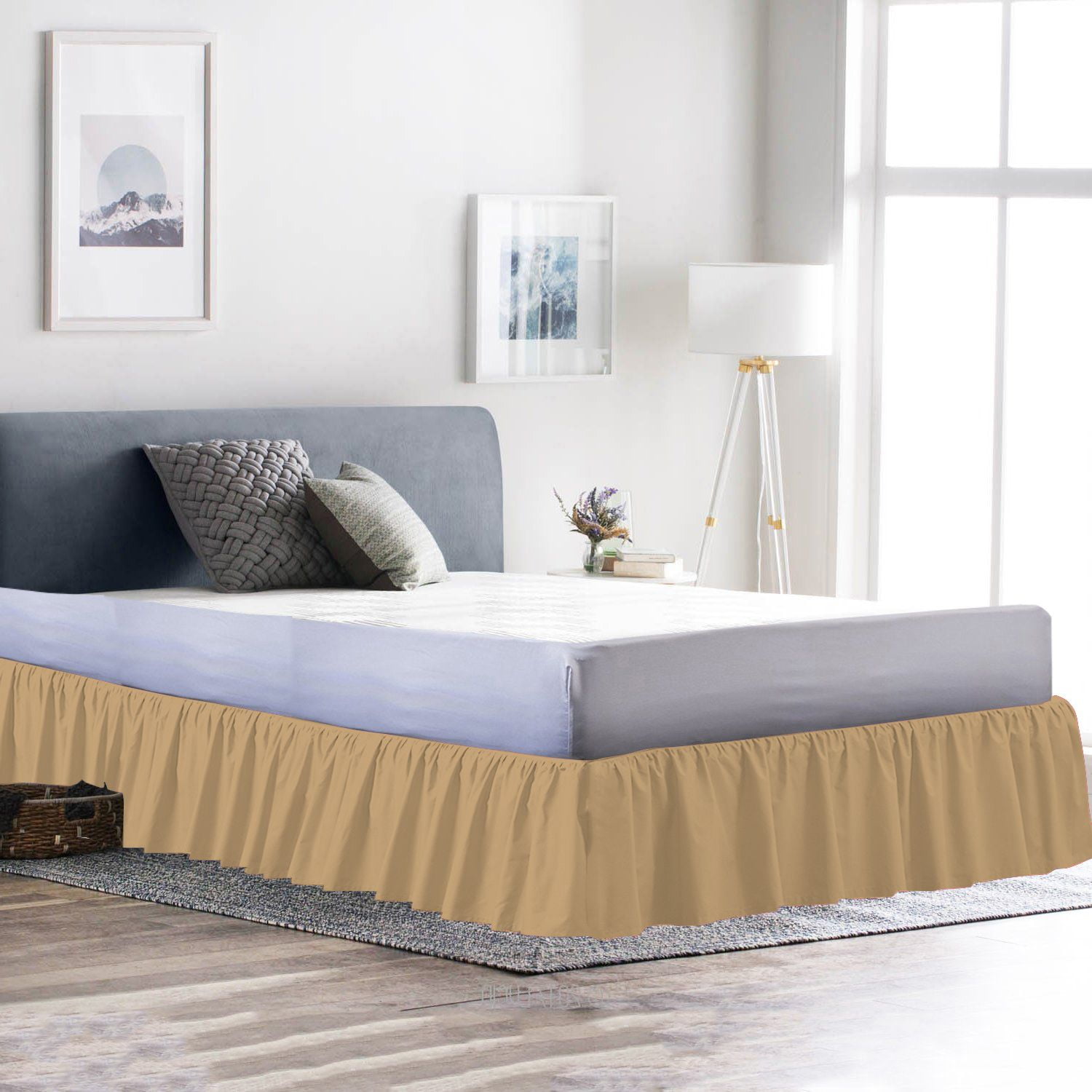 D.N.G. BEDDINGS 1 Piece Dust Ruffle Bed Skirt, 12 Inch Deep Pocket, 800 ...