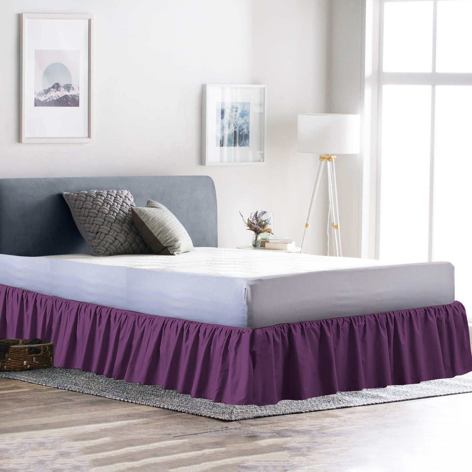 D.N.G. BEDDINGS 1 Piece Dust Ruffle Bed Skirt, 15 Inch Deep Pocket, 800 ...