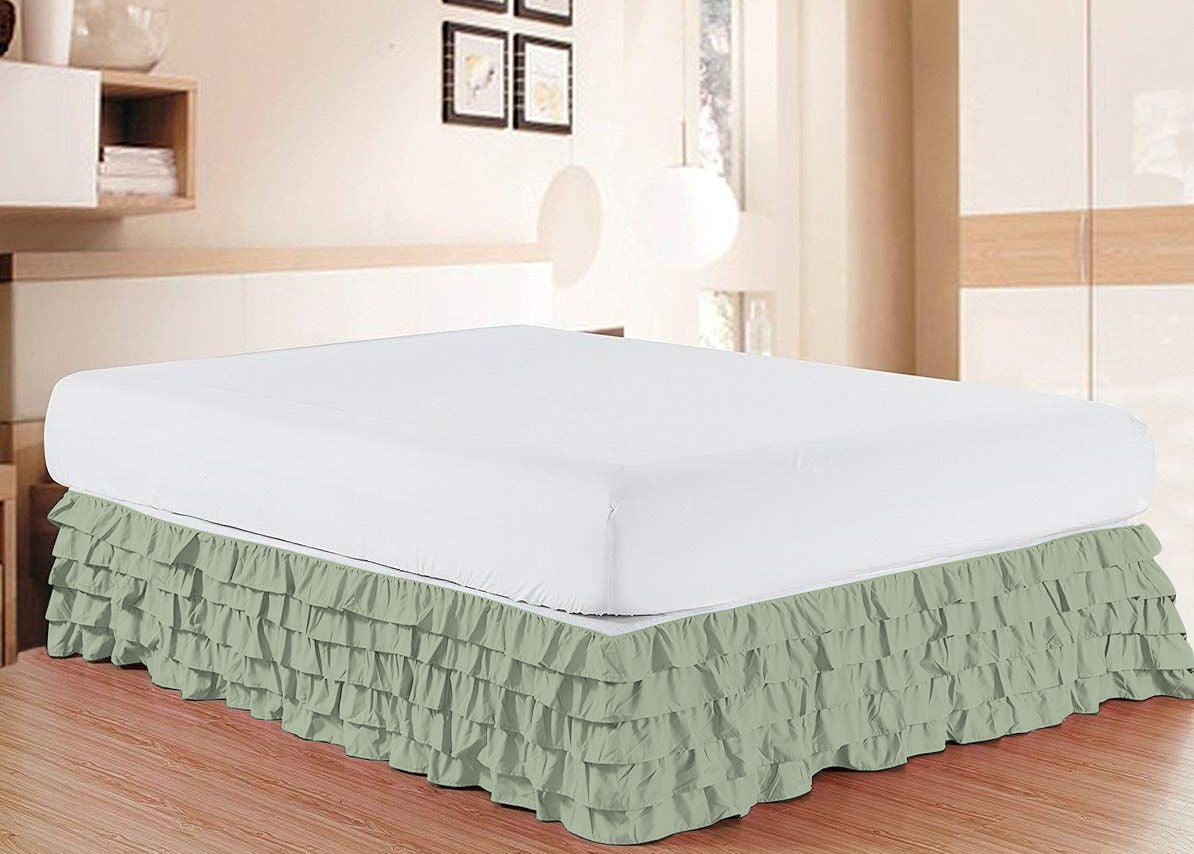 D.N.G. BEDDINGS 1 Piece Multi Ruffle Bed Skirt, 12 Inch Deep Pocket ...