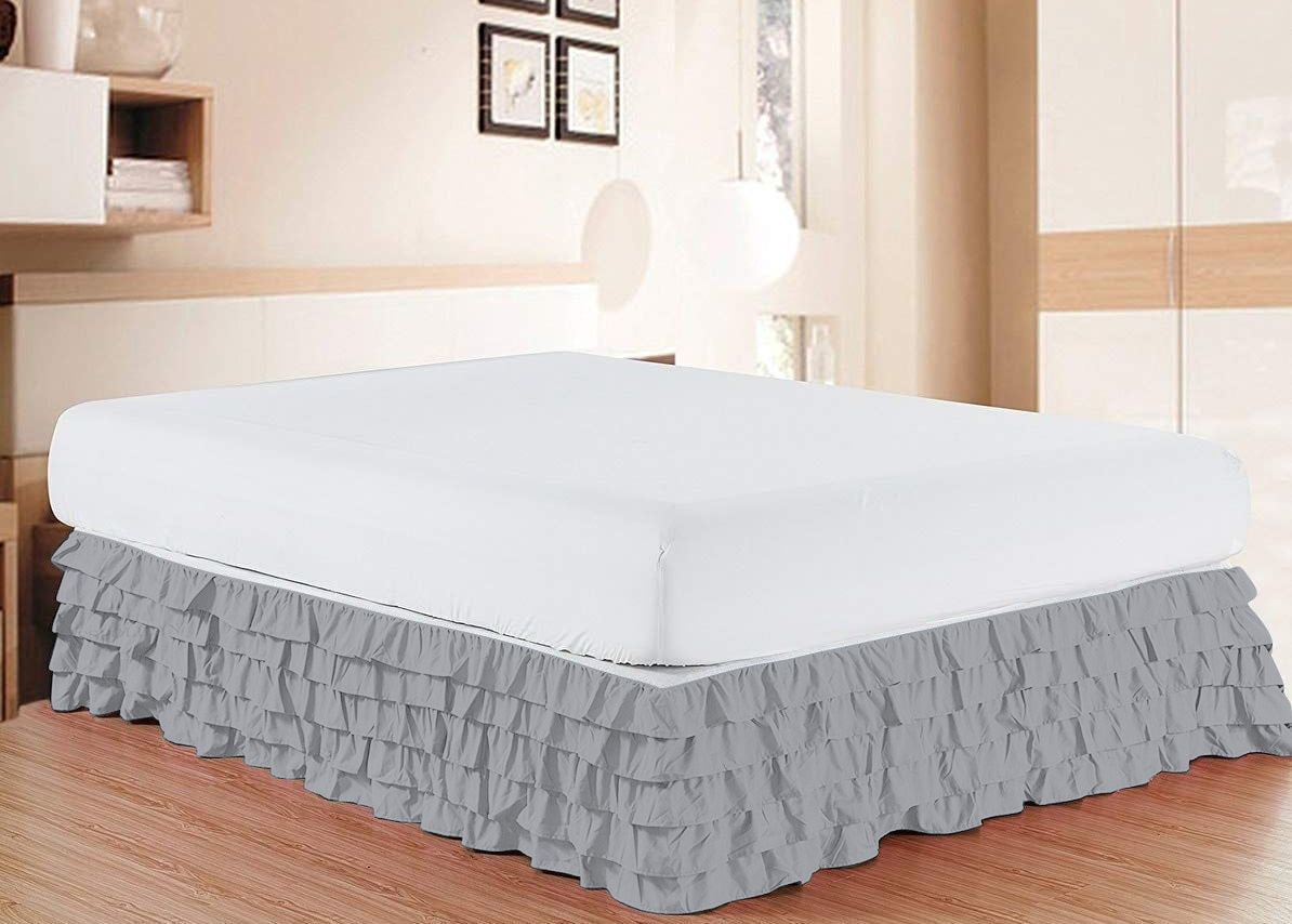D.N.G. BEDDINGS 1 Piece Multi Ruffle Bed Skirt, 26 Inch Deep Pocket ...