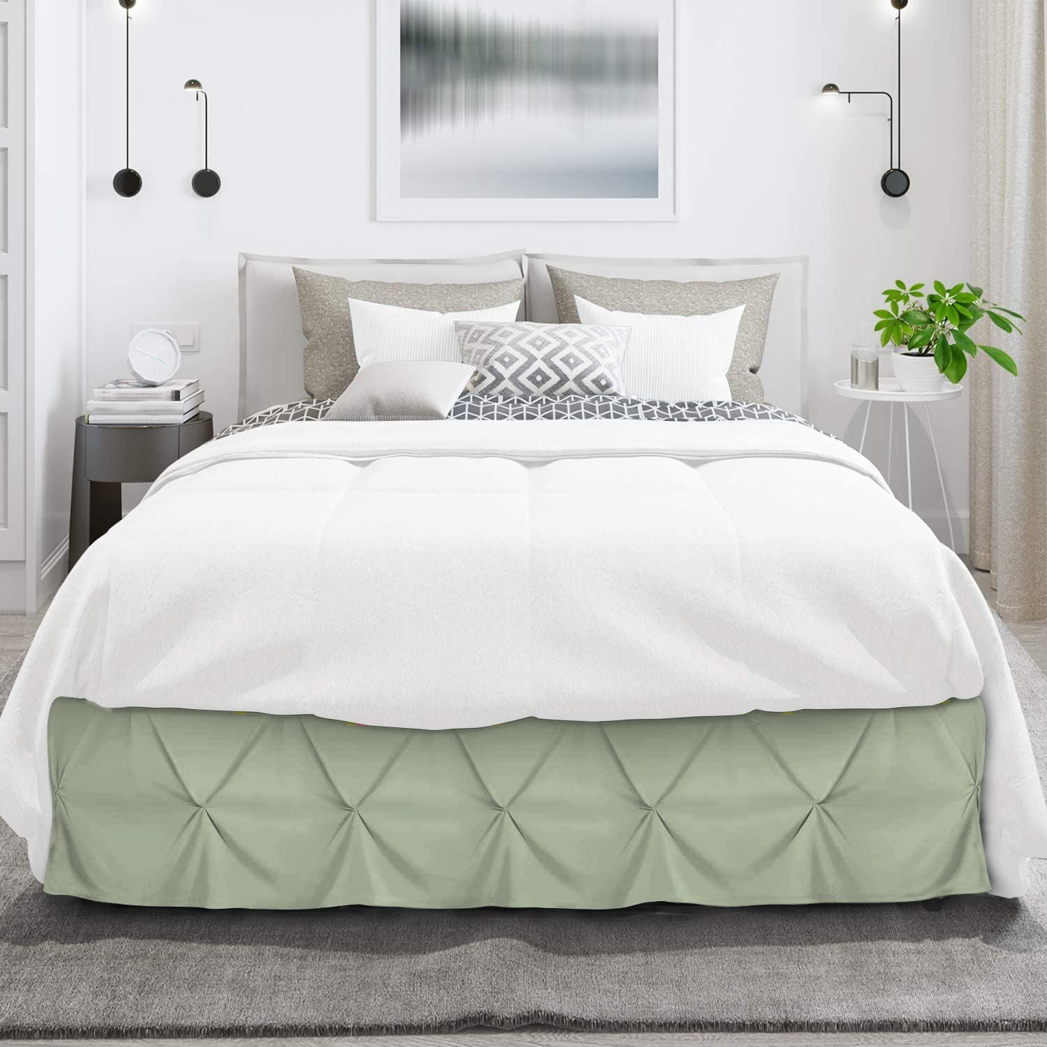 D.N.G. BEDDINGS 1 Piece Pinch Pleated Bed Skirt, 24 Inch Deep Pocket ...