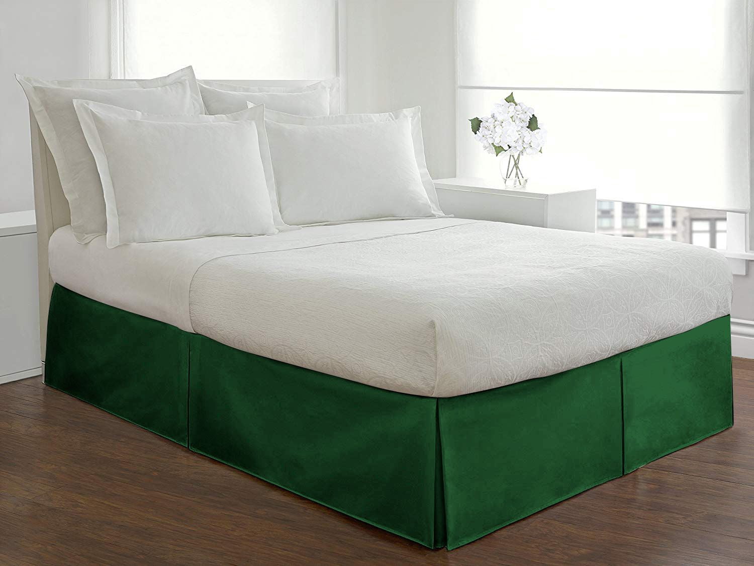 D.N.G. BEDDINGS 1 Piece Split Corner Tailored Bed Skirt, 15 Inch Deep ...