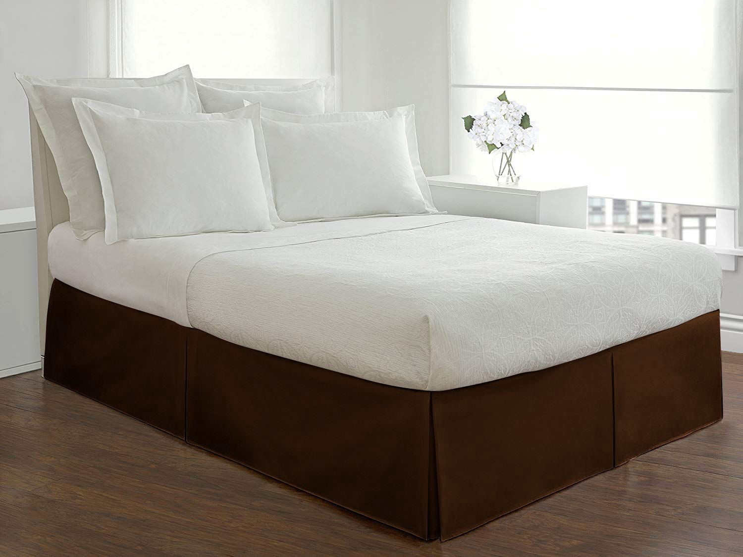 D.N.G. BEDDINGS 1 Piece Split Corner Tailored Bed Skirt, 21 Inch Deep ...