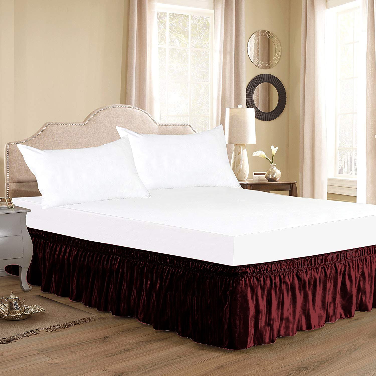 D.N.G. BEDDINGS 1 Piece Wrap Around Bed Skirt, 6 Inch Deep Pocket, 800 ...