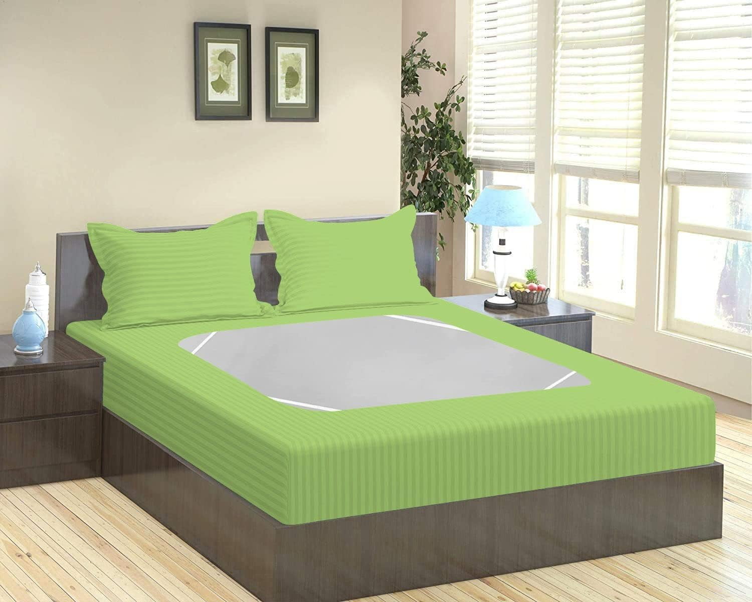 D.N.G. BEDDINGS 3 Piece Box Spring Cover - 100% Egyptian Cotton, 800 TC ...