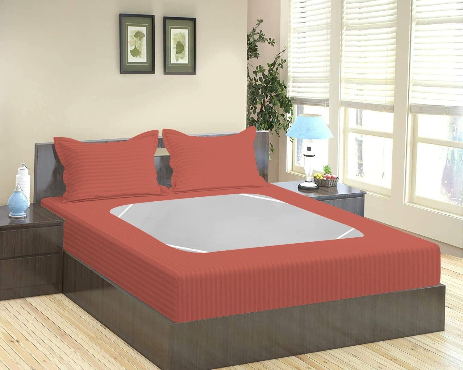 D.N.G. BEDDINGS 3 Piece Box Spring Cover - 100% Egyptian Cotton, 800 TC ...