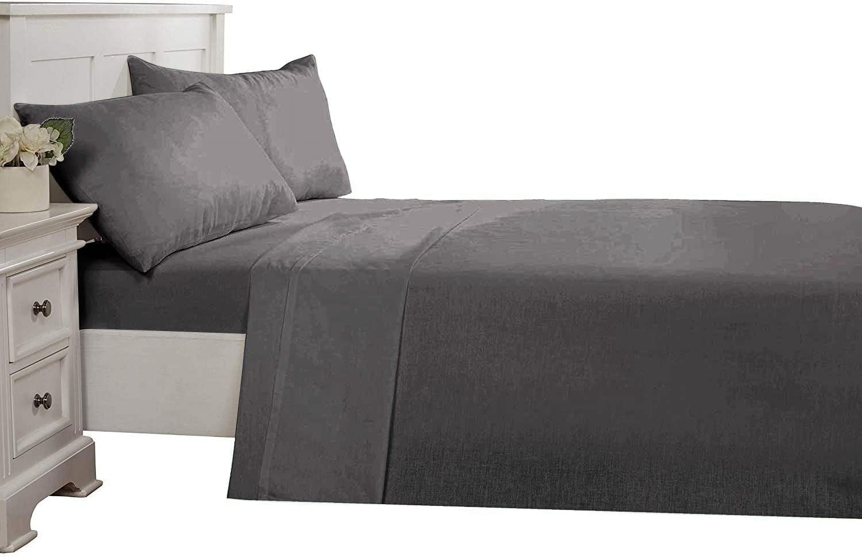 D.N.G. BEDDINGS 800 Thread Count Egyptian Cotton Solid Dark Grey Queen ...