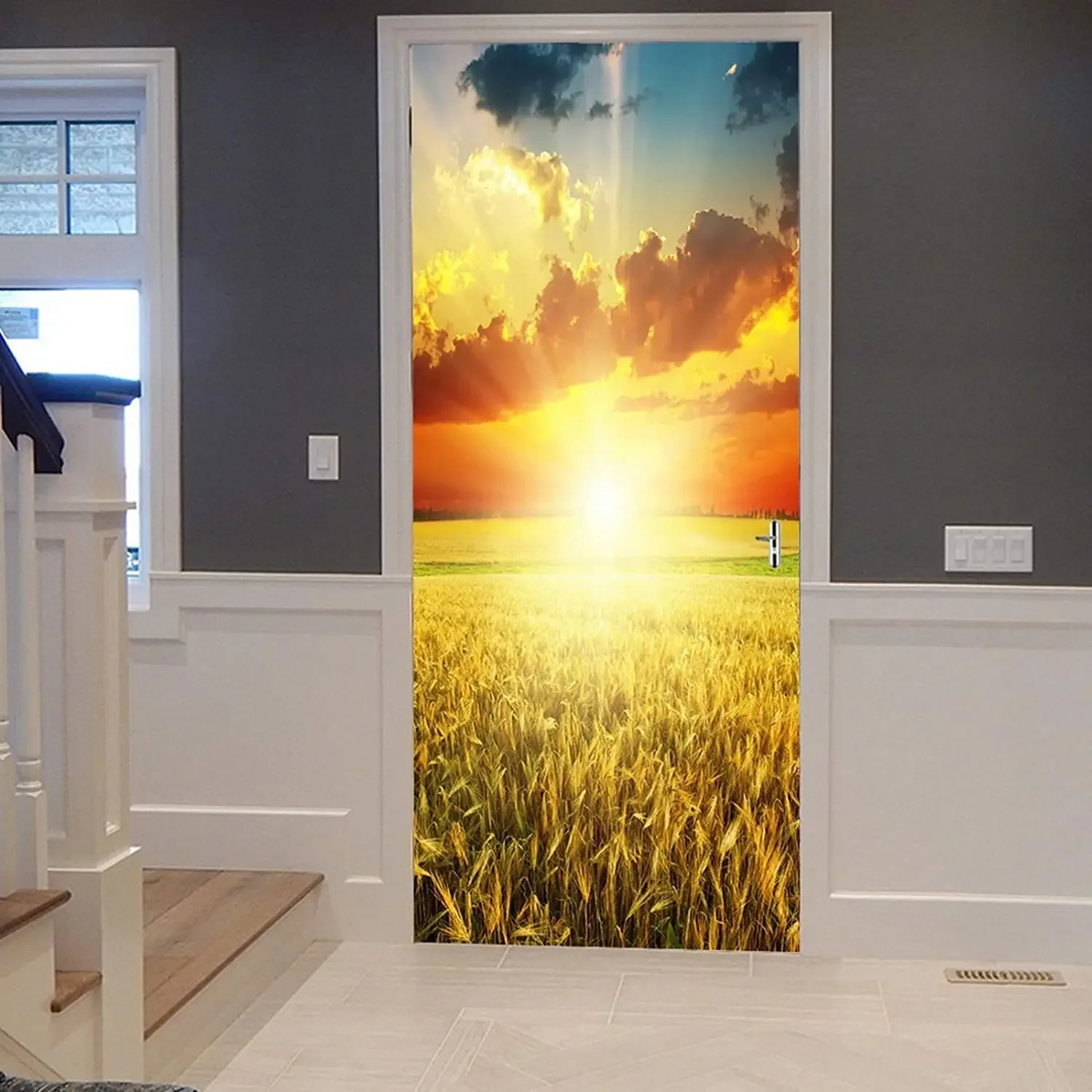 D Natural Landscape Door Sticker Snow Mountain Glacier Decals Self ...