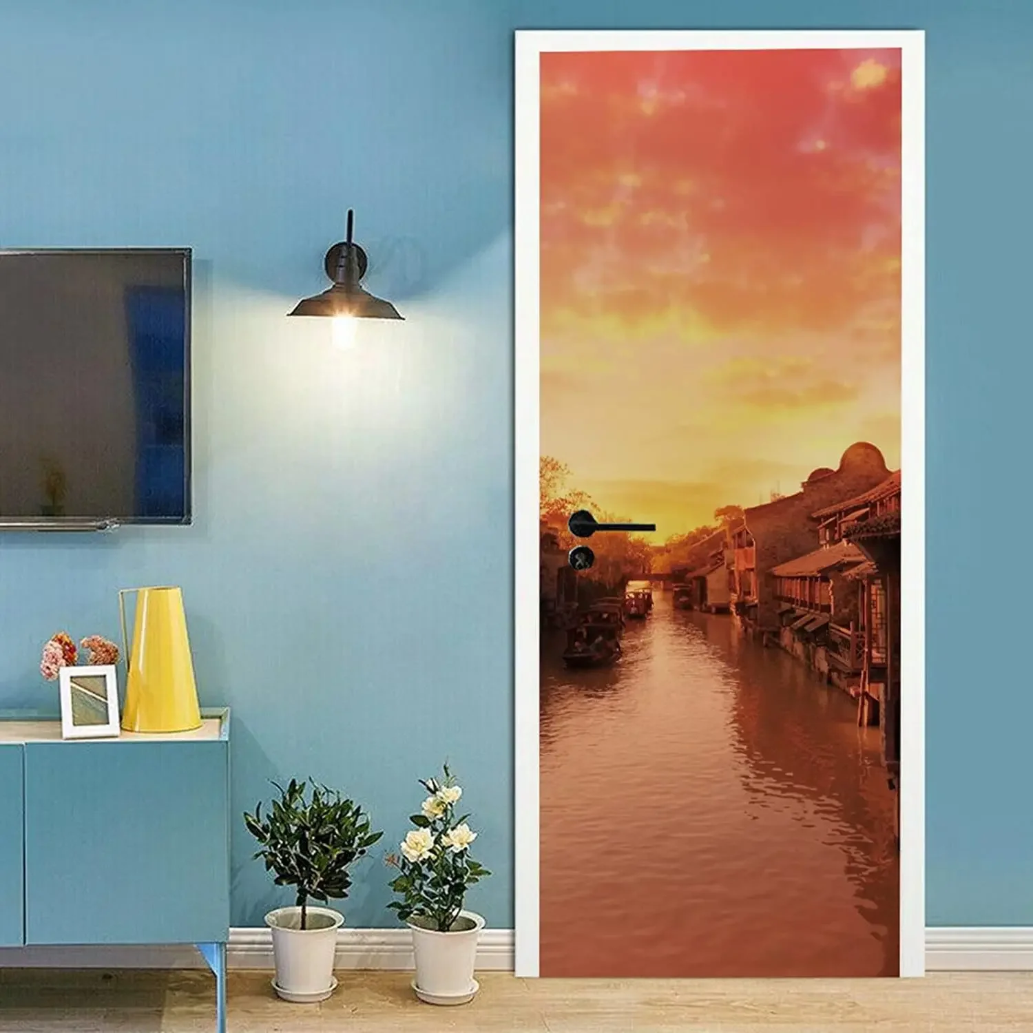 D Natural Landscape Door Sticker Snow Mountain Glacier Decals Self ...