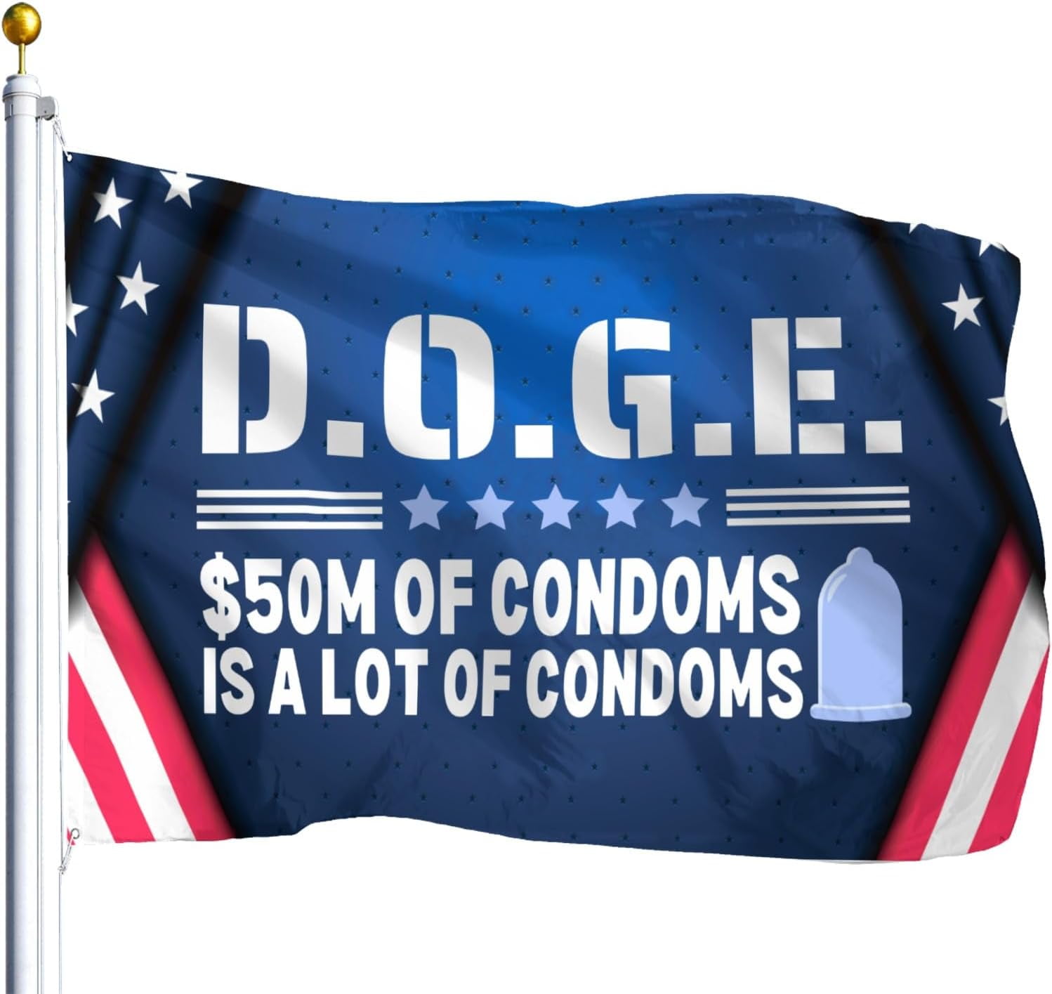 D.O.G.E. $50 Million Is A Lot Of Condoms Political Flags 3x5 Outdoor ...
