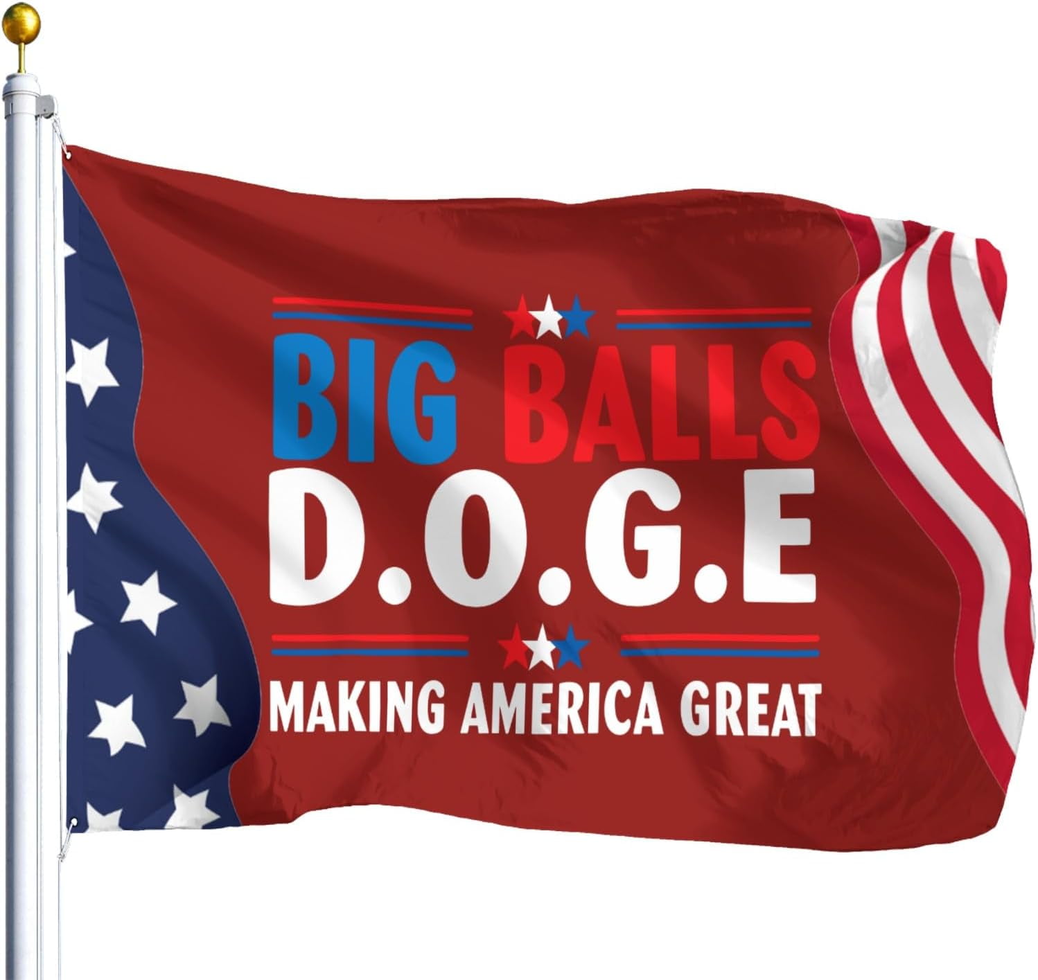 D.O.G.E Big Ball Meme Making America Great US Flag Flags 3x5 Outdoor ...