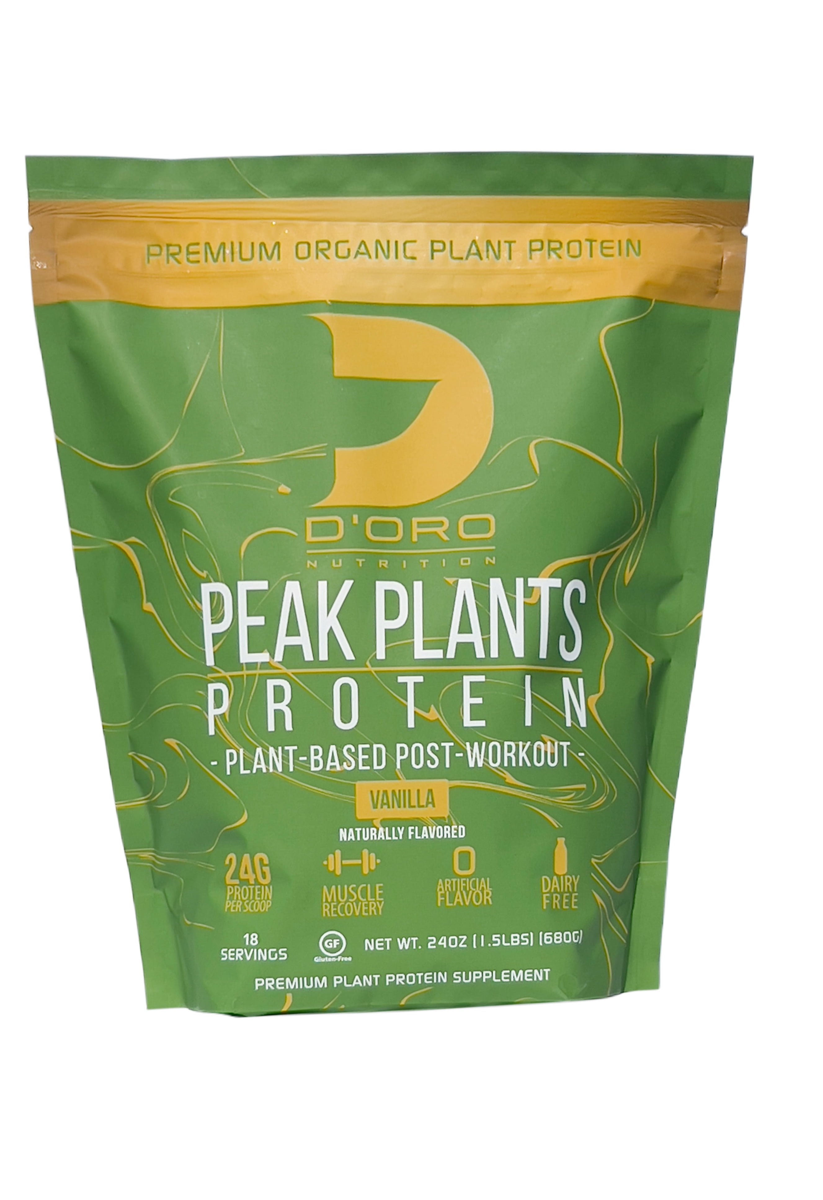 D’Oro Nutrition - Peak Plant Protein Powder - Vanilla Flavor - Plant ...