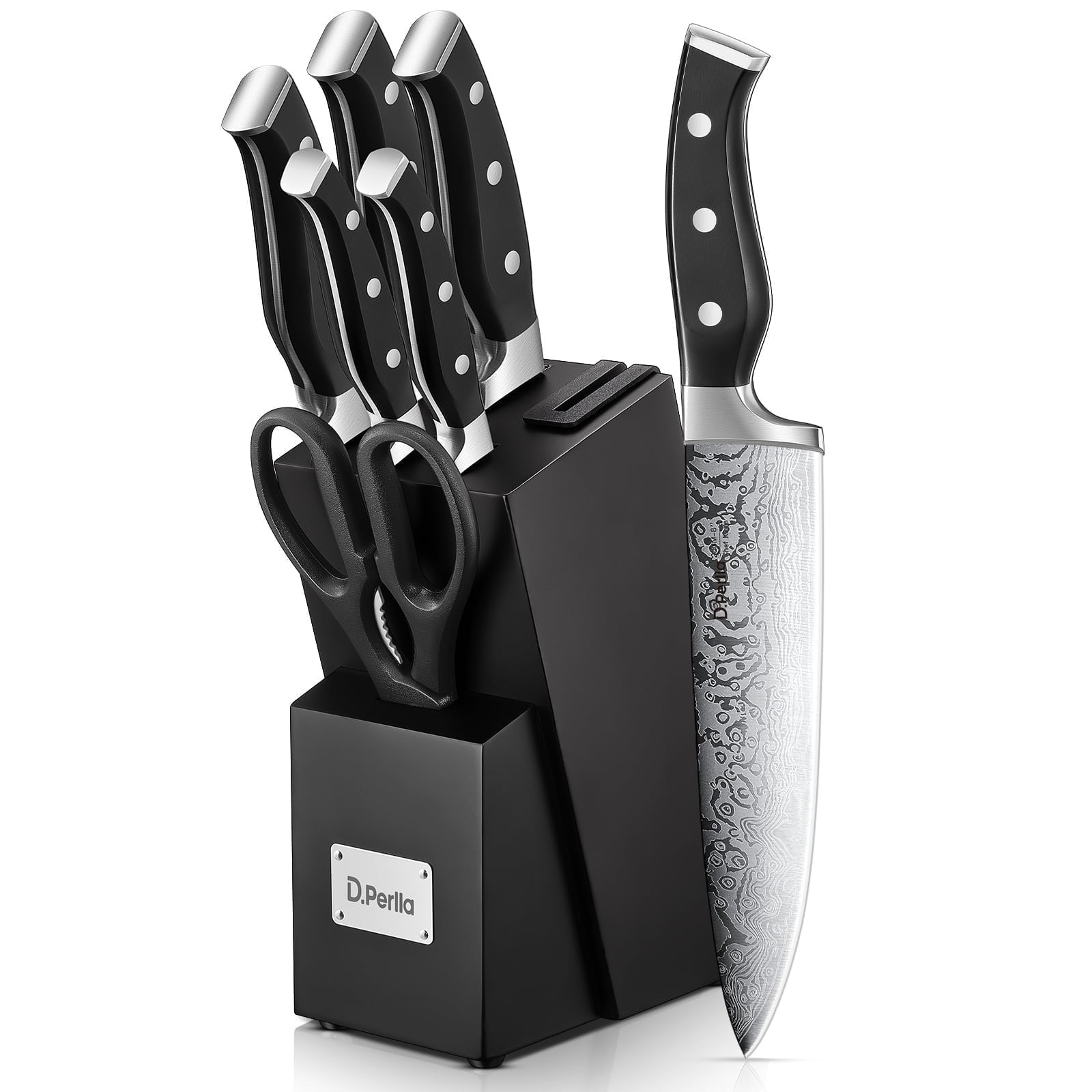 D.Perlla Knife Set, 7 Pieces Carbon Stainless Steel Kitchen Knives ...
