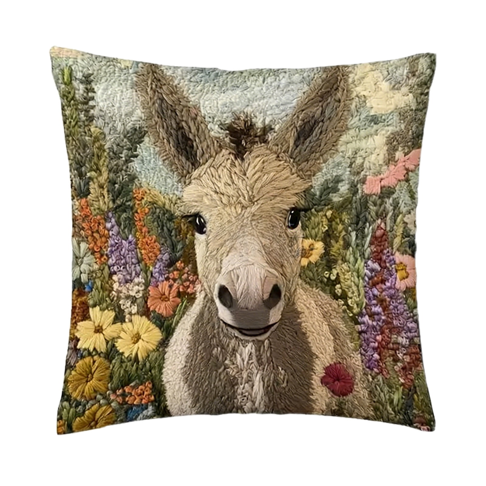 D Pet Photo Collection Faux Embroidery Pillow Cover Furry Friends Print ...